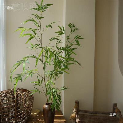 子大叶然竹商场酒UXC店餐厅隔盆断装饰屏风围栏新自中式植竹物栽