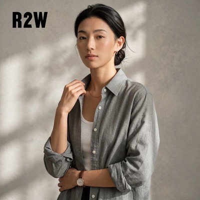 R2W薄款老钱风棉麻亚麻长袖衬衫