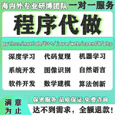 python代编程matlab算法代码定制深度学习javaC#C++程序代写C语言