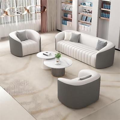 0办公室会议室商务会客沙发 酒店大堂休闲沙发家用猫爪皮布艺沙发