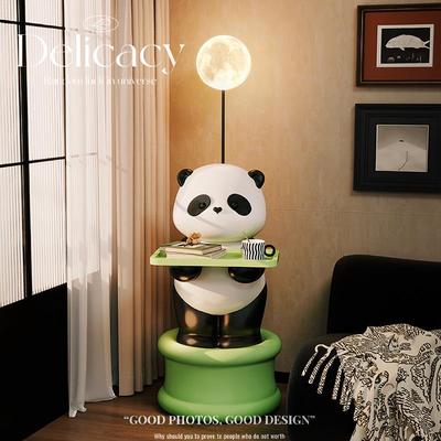熊猫落地灯客厅沙发旁边立式夜灯儿童房卧室气氛灯床头柜台灯一体