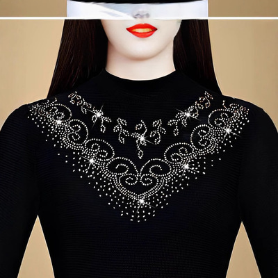 螺纹1*1德绒高档洋气长袖保暖新款打底秋冬加绒半高领百搭上衣衫