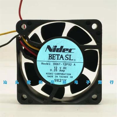 议价原装正品NidecD06T-12PS2DC12V0.25A6CM6025大风量散热风扇