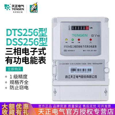TENGEN天正DTS256三相四线电表电子互感式有功工业厂房电能表380V