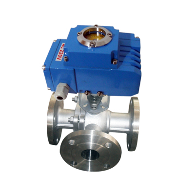 Q944/5F-16CP电动三通法兰球阀LT型换向分流DN50碳钢不锈钢蒸汽阀