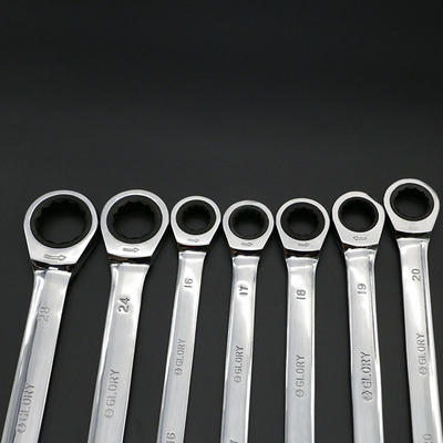 GLORY高美快速公制开口省力镜面扳手棘轮梅开两用自动呆板5.5-29m