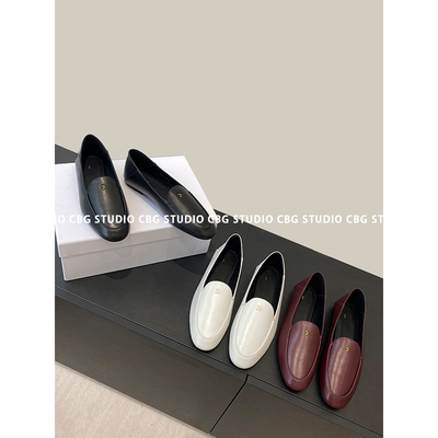 cbg/质感拉满~25FW 新款平底浅口乐福鞋真皮一脚蹬皮鞋单鞋 女