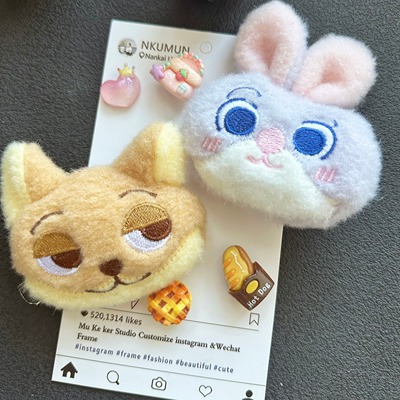 疯狂动物城鞋花冬季毛绒鞋花洞洞鞋扣diy可拆卸装饰适配crocs鞋扣