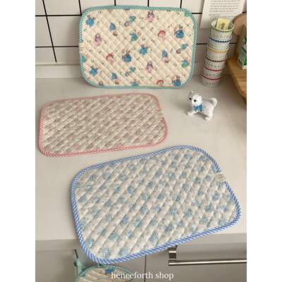 henceforth新款自制绗缝餐垫厨房隔热垫ins夹棉锅垫双面纯棉多色