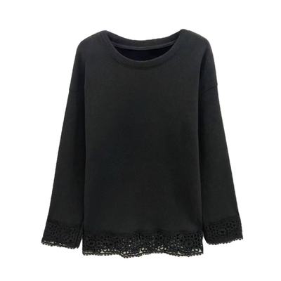 【玉米专享】秋冬款韩版时尚下摆镂空花边洋气百搭加厚保暖8852