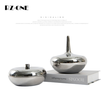 Rzone 现代轻奢电镀陶瓷糖果罐组合家居饰品样板房间软装茶几摆件
