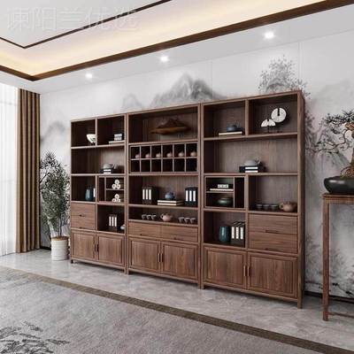 中榆式木LYI多宝阁实木古架屏风厅展示柜玄关茶叶置物架隔断书博