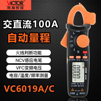 胜利VC6019A/C数字小电流钳形表钳形万用表高精度电流表交直流