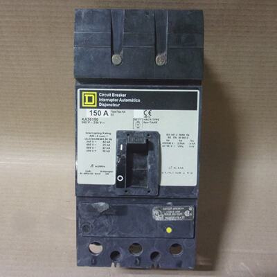 Square D KA KA36150 3 Pole 150 Amp 600V Gray Label Circuit B