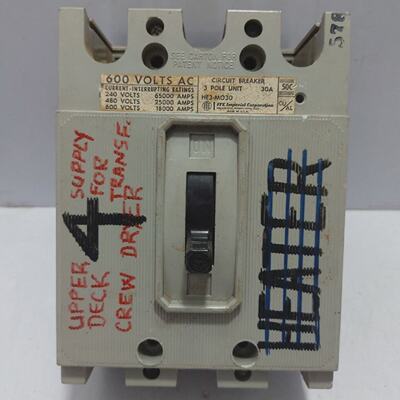 Disjoncteur ITE HE3MO30 600 VOLTS CA 3 Ples Unit 30A
