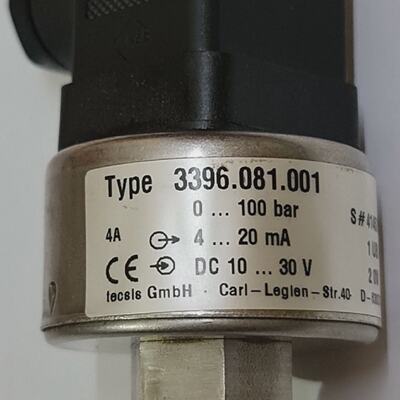 TECSIS TYPE 3396.081.001 PRESSURE TRANSMITTER 0100 BAR 41457