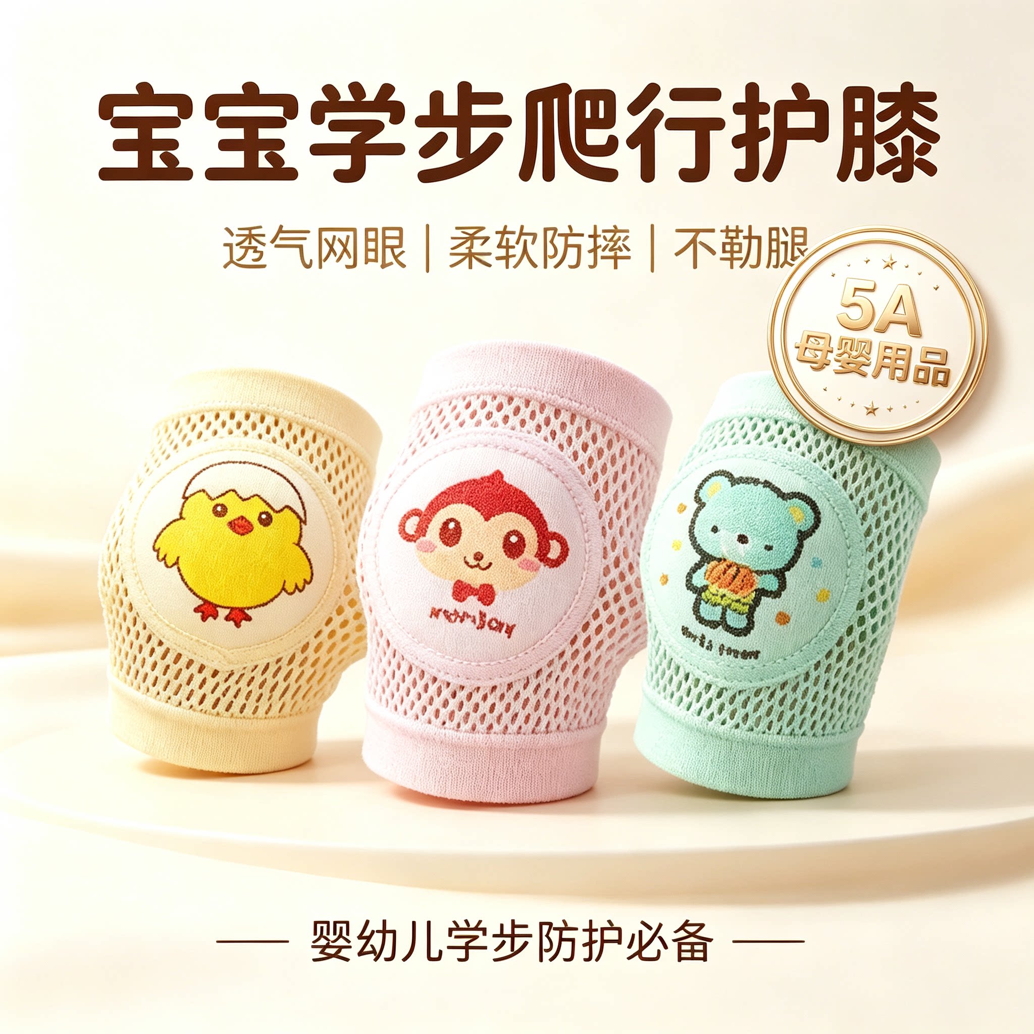 宝宝护膝婴儿幼儿夏季学步爬行护膝套透气小孩防摔儿童护肘怀炉套