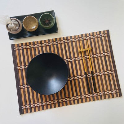 Bamboo Placemat 45*30cm Place Mats table竹卷帘餐垫防烫隔热