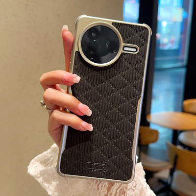 高品质菱波纹适用小米pocoF7pro手机壳新款皮纹pocof7ultra四角防摔磁吸轻奢高档超薄大孔后外壳男士女