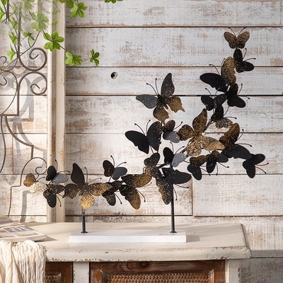复古铁艺金属工艺品桌面摆件美式做旧蝴蝶造型装饰品婚庆背景摆设