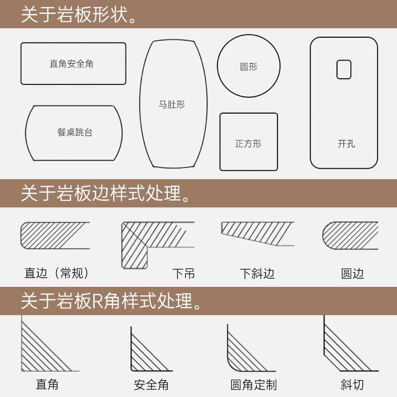 岩板茶几圆形台面定制奶油风大理石餐桌餐边柜桌面板加厚板材订制