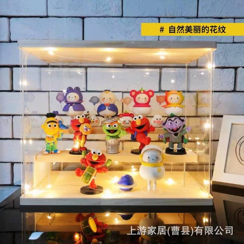 盲盒展示盒实木玩偶公仔陈列架模型娃娃透明展示柜亚克力收藏盒