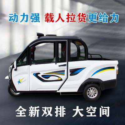 大将新款全封闭电动三轮车家用小型接送孩子带棚拉货老年老人皮