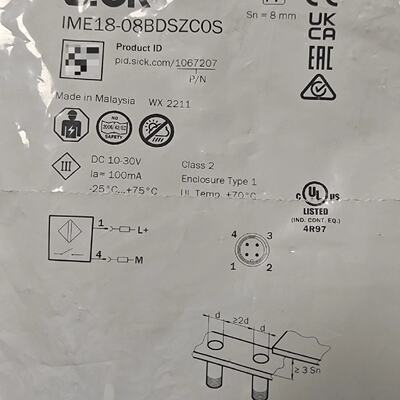 询价-西克接近开关IME1808BDSZC0S订货号10672