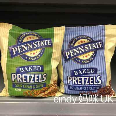 现货 英国进口Penn State Pretzels海盐酸奶油面包蝴蝶酥饼干175g