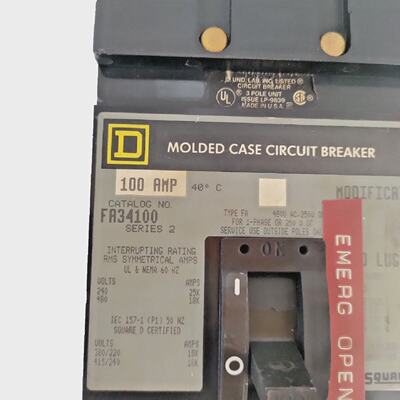 Square D FA34100 100 Amp 3 pole 480V FA ILine Grey Label Cir