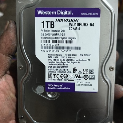 议价西数紫盘1TB机械硬盘型号WD10PURX643.5寸议价