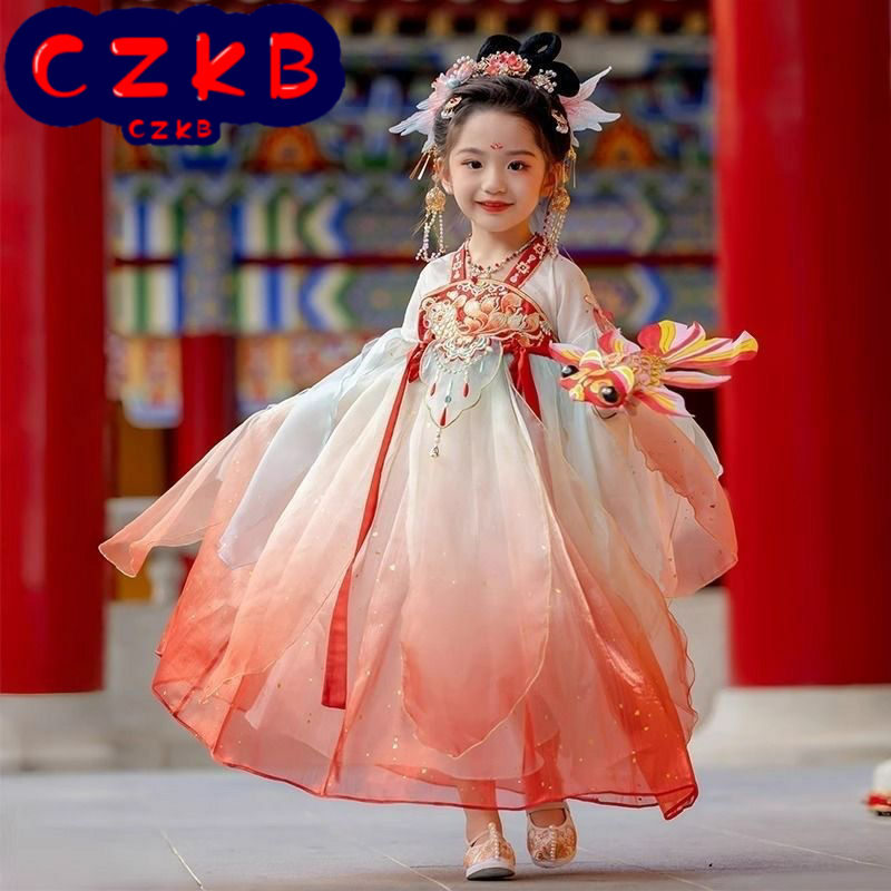 汉服女童春夏2025新款儿童古风国风连衣裙女孩可爱公主裙工厂