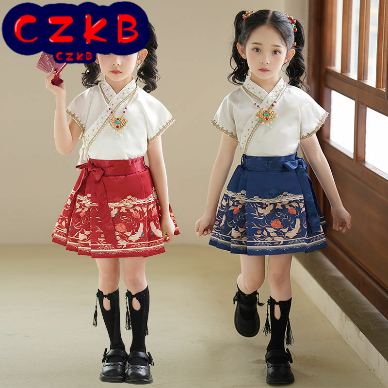 儿童汉服两件套2025新款小仙女中国风甜美可爱女童中式马面裙套装
