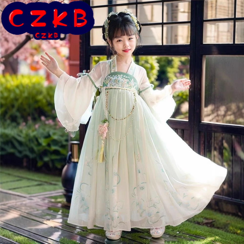 汉服女童春秋2025新款古风中国风小女孩唐装儿童古装连衣裙子