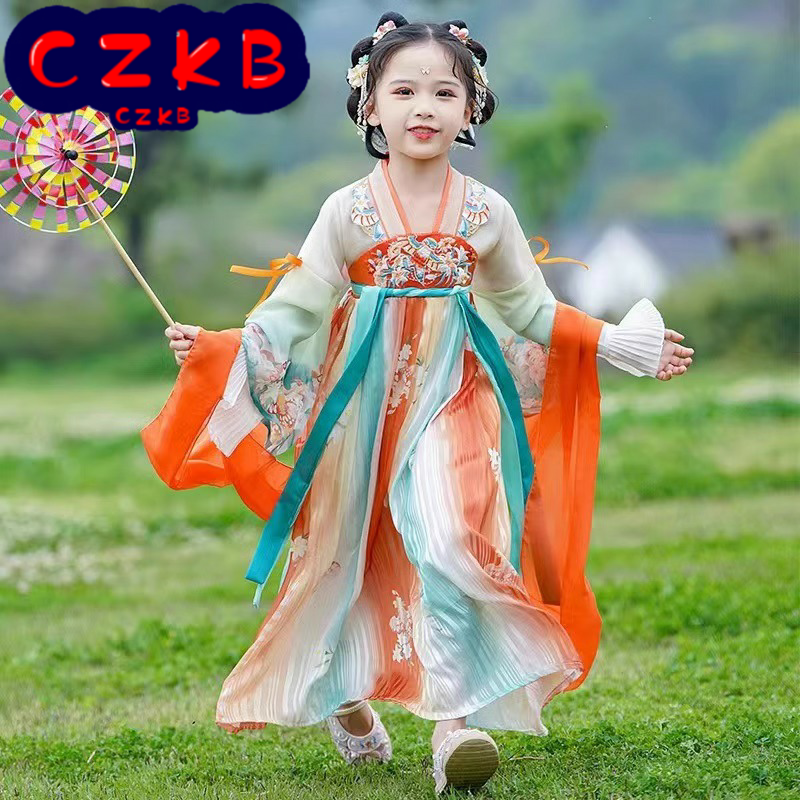 儿童汉服女童2025新款襦裙古装小女孩国风刺绣汉服连衣裙工厂