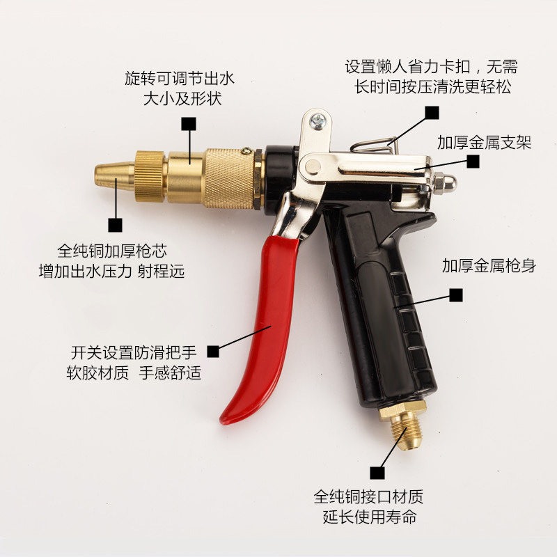 加厚型全铜洗车机高压水枪喷头高压喷枪280/380/55/58清洗机配件