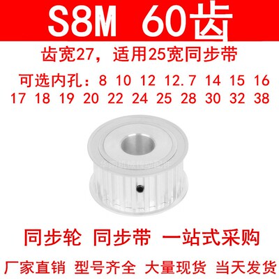 同步轮S8M60齿AF齿宽27内孔192022425同步带轮HTPA60S8M300-A-N19