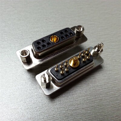 优质大电流D-SUB11W1直插式母座连接器D型带鱼叉铆锁接插件重载型