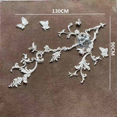 石膏角grg线线条法式 玫瑰花鸟蝴蝶玄关背景雕墙造型壁花浮叶花子
