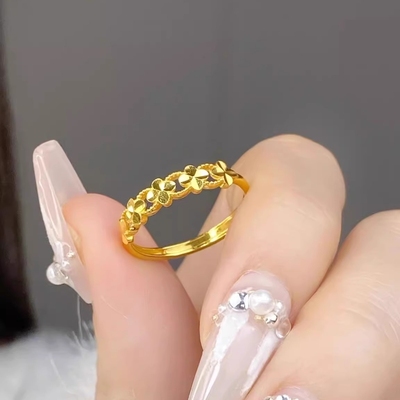 足金999四叶草戒指金包银指环