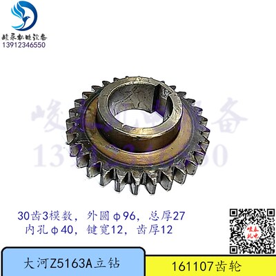 大河立钻Z5163A Z5180A立钻配件 变速箱 变速齿轮161107 二轴齿轮