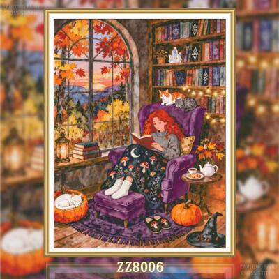 【ZZ8006-魔法女巫的惬意时光】十字绣2026新款客厅餐厅竖版人物