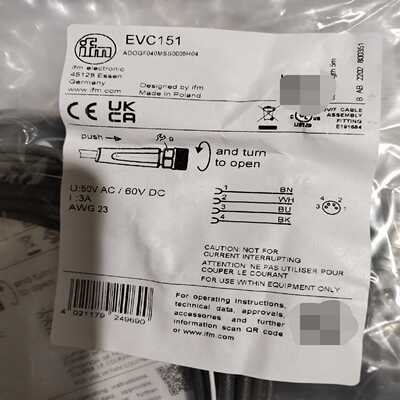 咨询-EVC151德国IFM易福门M8直插四芯连接线缆EV