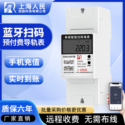 上海人民导轨电表单相智能扫码蓝牙远程4G预付费家用出租房220v