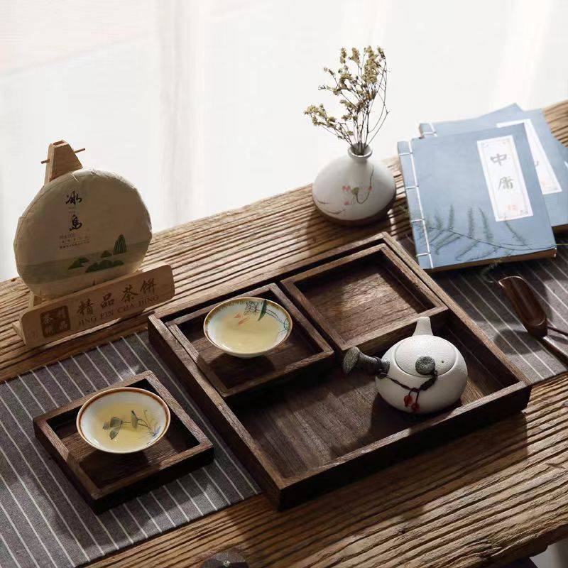 宝宝周岁花馍桐木质托盘中式茶盘七件套水果干果盘围炉煮茶点心盘