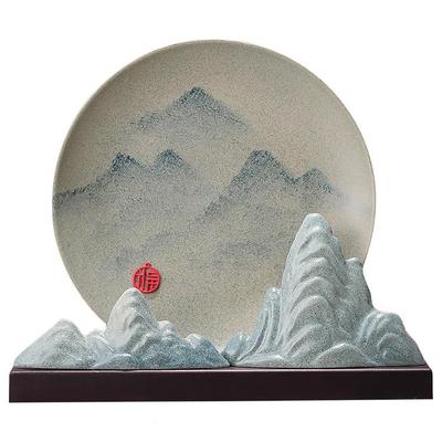 新架中葫芦假山公瓷657盘摆件高端大气装式饰品工艺客厅博古办室