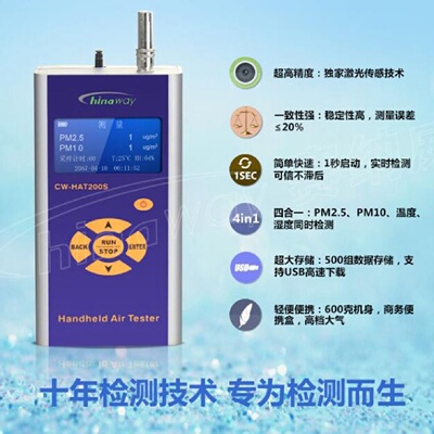 CWHAT200SPM2.5速测仪PM2.5可入肺颗粒物及PM10可吸入颗粒物