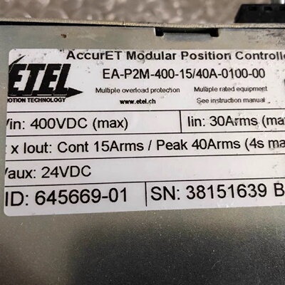 【询价】ETEL伺服驱动器EA-P2M-400-15/40A-010