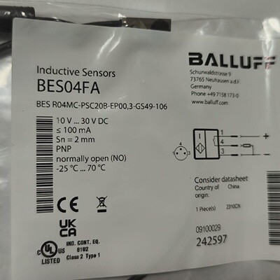 询-巴鲁夫BALLUFF电感式传感器BES04FA