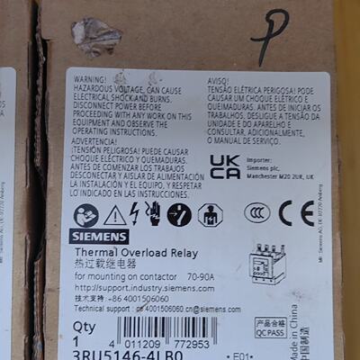（请询价）全新热过载继电器3RU51464LB0数量6